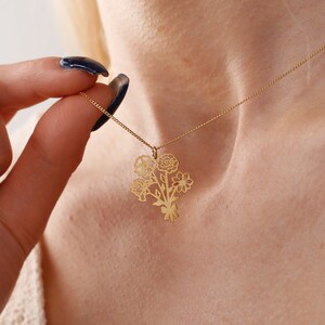 Bouquet Necklace, Birth Flower Necklace,birth Flower Bouquet Necklace ...