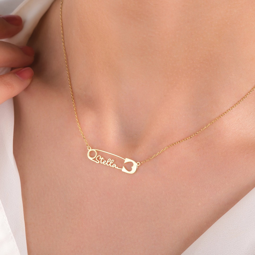 Custom Safety Pin Pendant,personalized Name Necklace,christmas Gifts ...