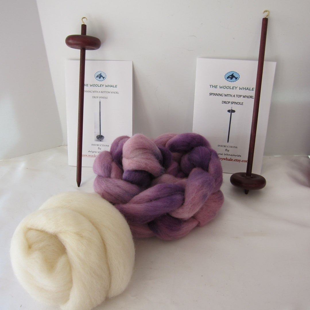 Double Drop Spindle Yarn Spinning Kit, Maine Autumn, With Both Top and ...
