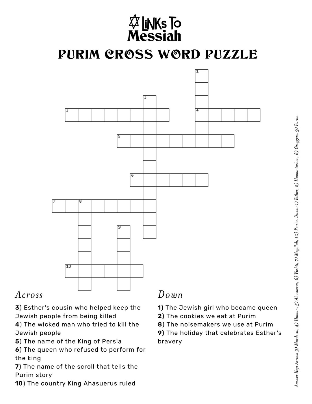 Purim Messianic Jewish Activity Downloads for Children, Christian Moms ...