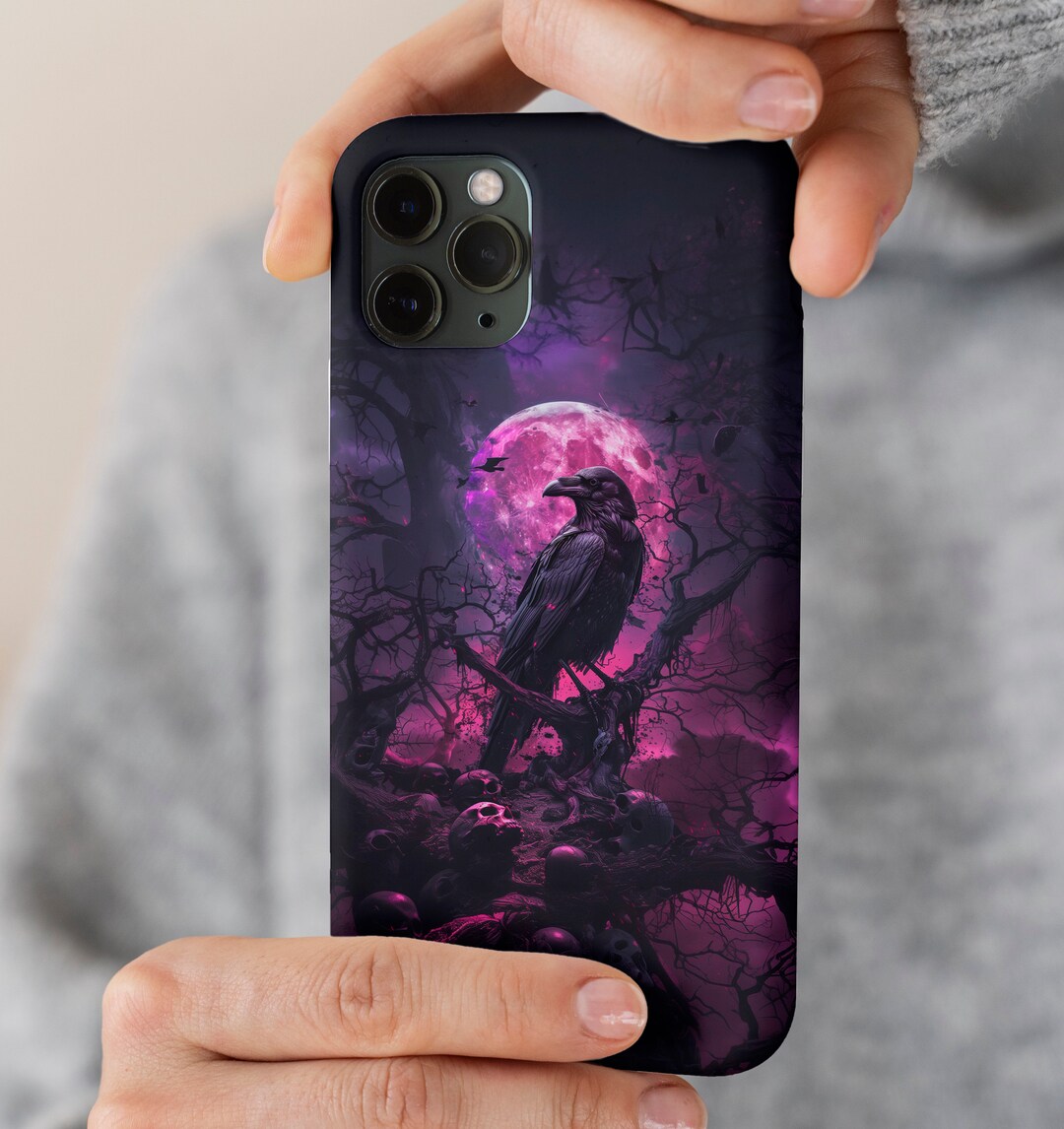 Goth Raven Phone Case iPhone 15 Fantasy Pixel Samsung Gothic Spooky ...