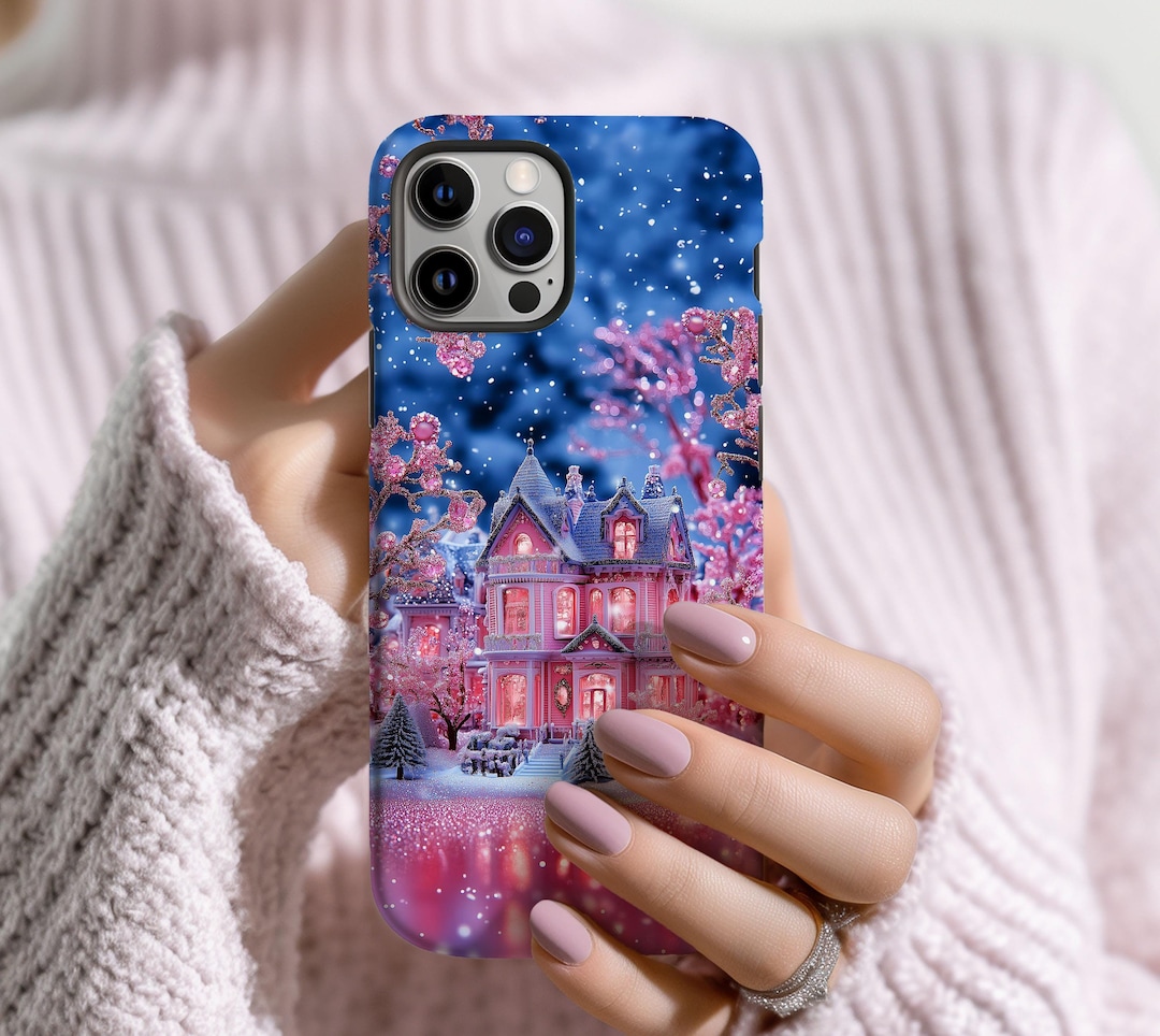 Victorian Christmas House Phone Case, Sparkle Holiday Design - Etsy