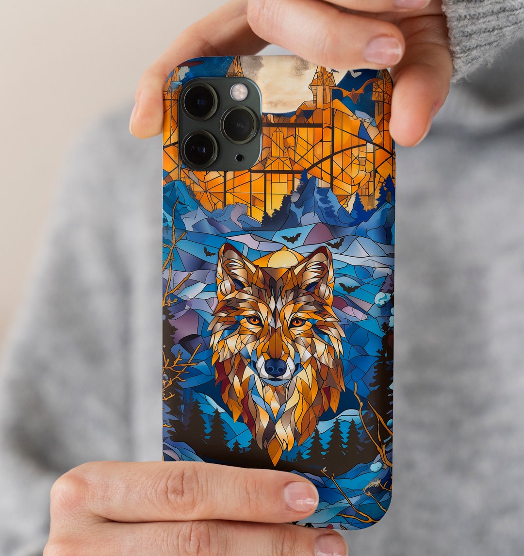 Fantasy Wolf Phone Case 3D Stained Glass Look Gift Idea Animal Lover ...