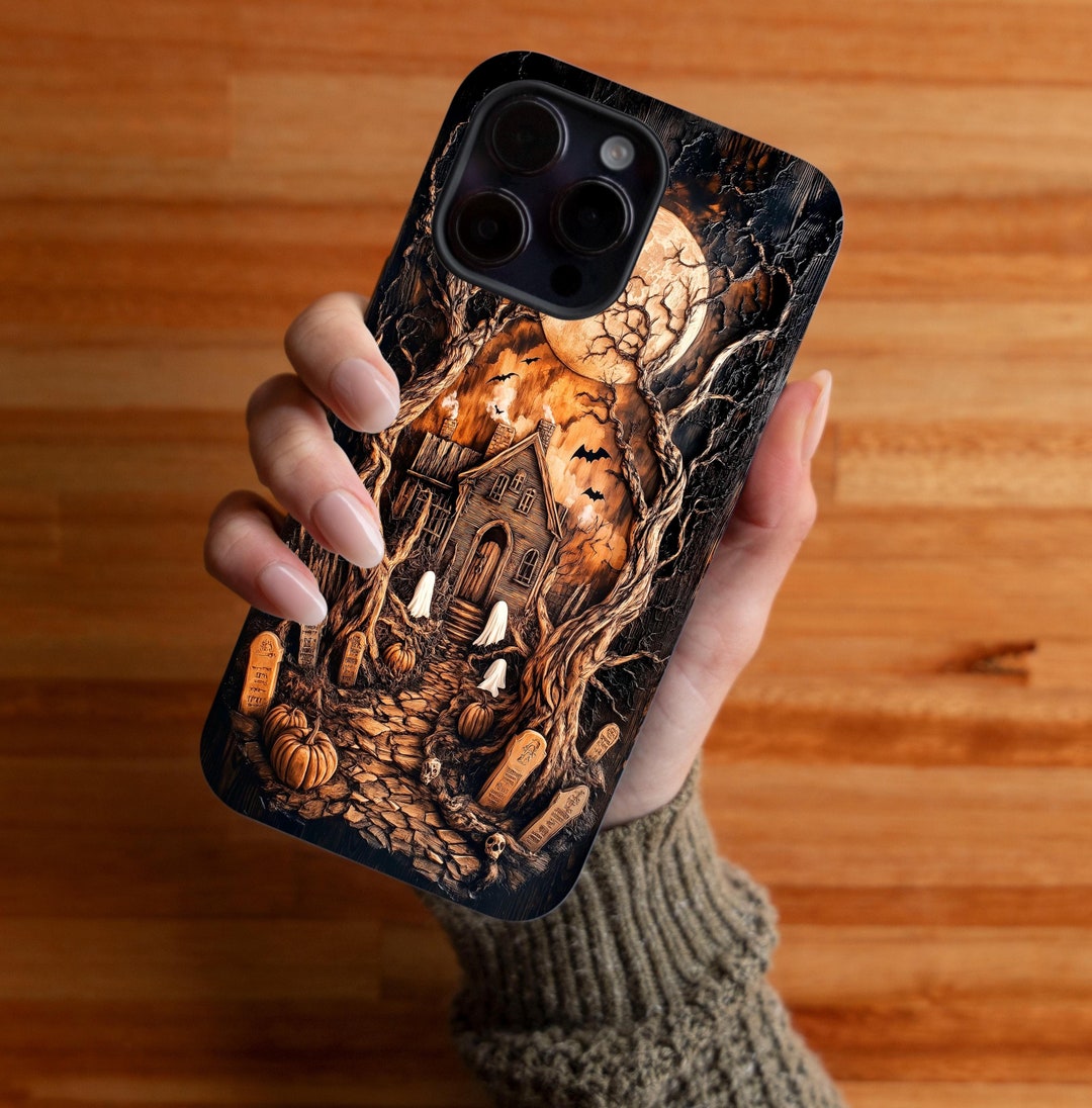 Haunted House Carved Phone Case: Goth Halloween iPhone & Galaxy - Etsy