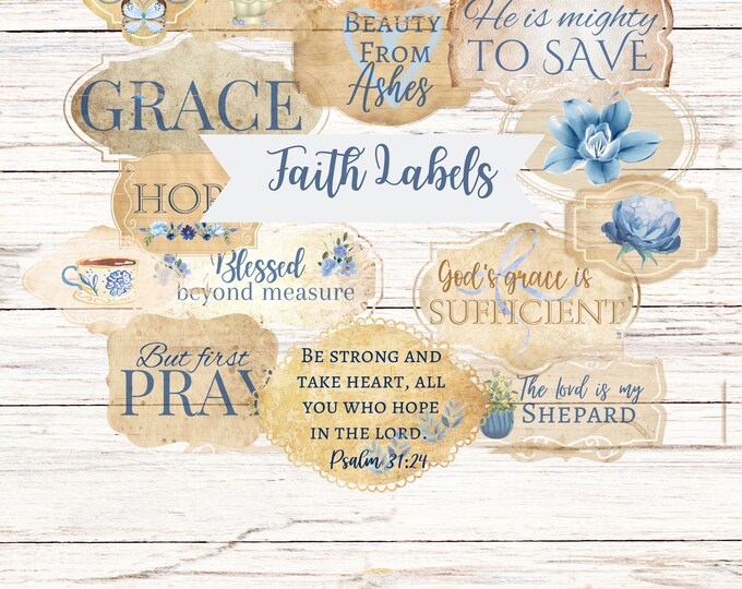 Faith Labels, Junk Journals, Bible Journaling Labels, Vintage Faith ...