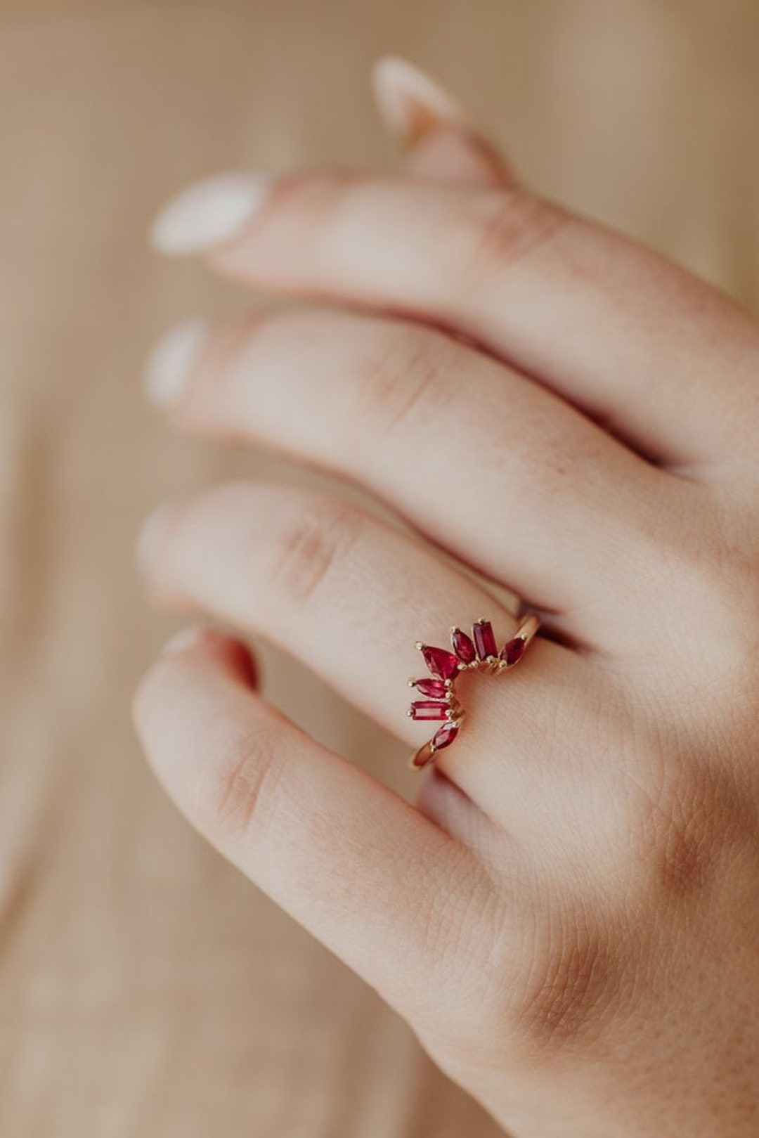 Handmade the Flora Ruby Tracer Band - Etsy