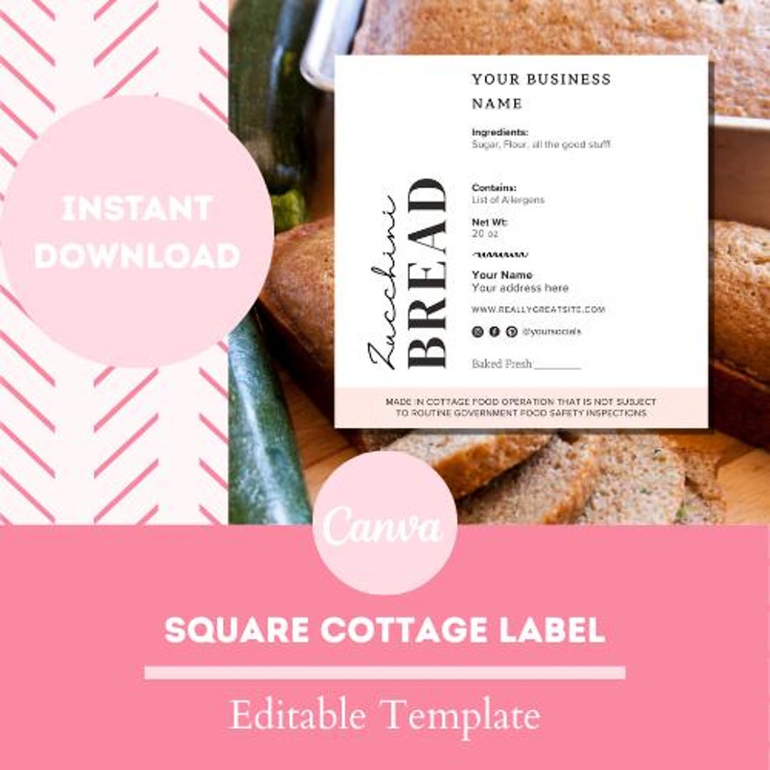Editable Cottage Food Label Template | Canva Bakery Label | Printable ...
