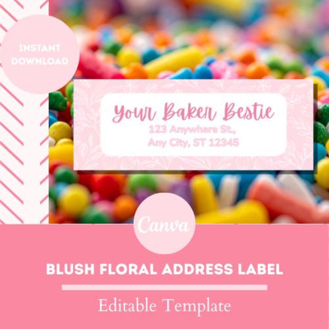 Blush Floral Editable Address Label Template | Printable Return Sticker ...