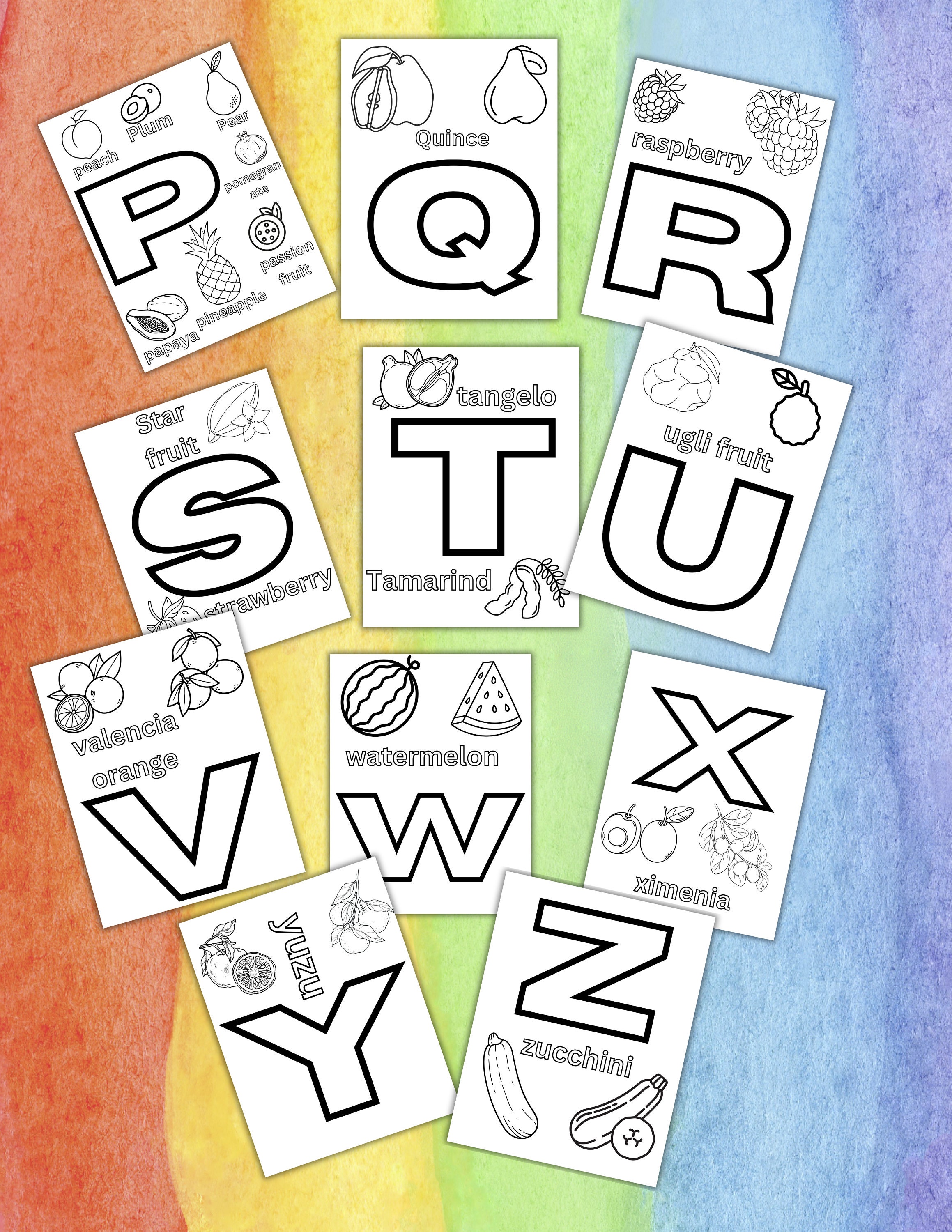 A to Z Fruit Coloring Pages for Kids, 26 Printable Fruit Coloring Pages ...