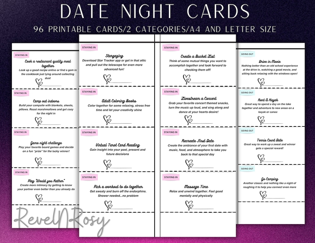 Printable Date Night Cards, Date Night Cards for Couples, Date Night ...