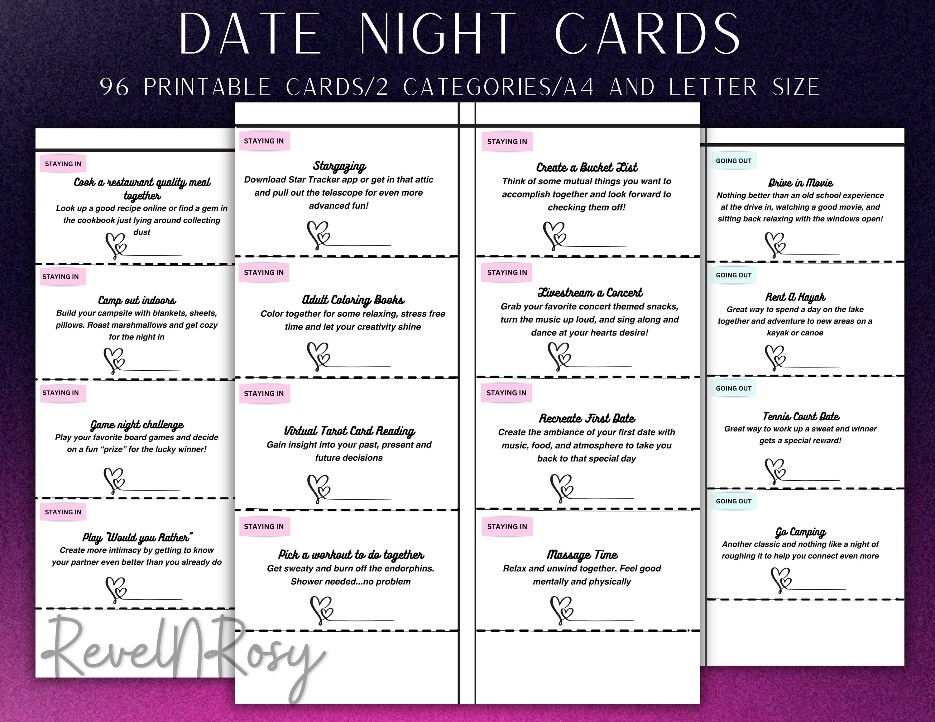 Printable Date Night Cards, Date Night Cards for Couples, Date Night ...
