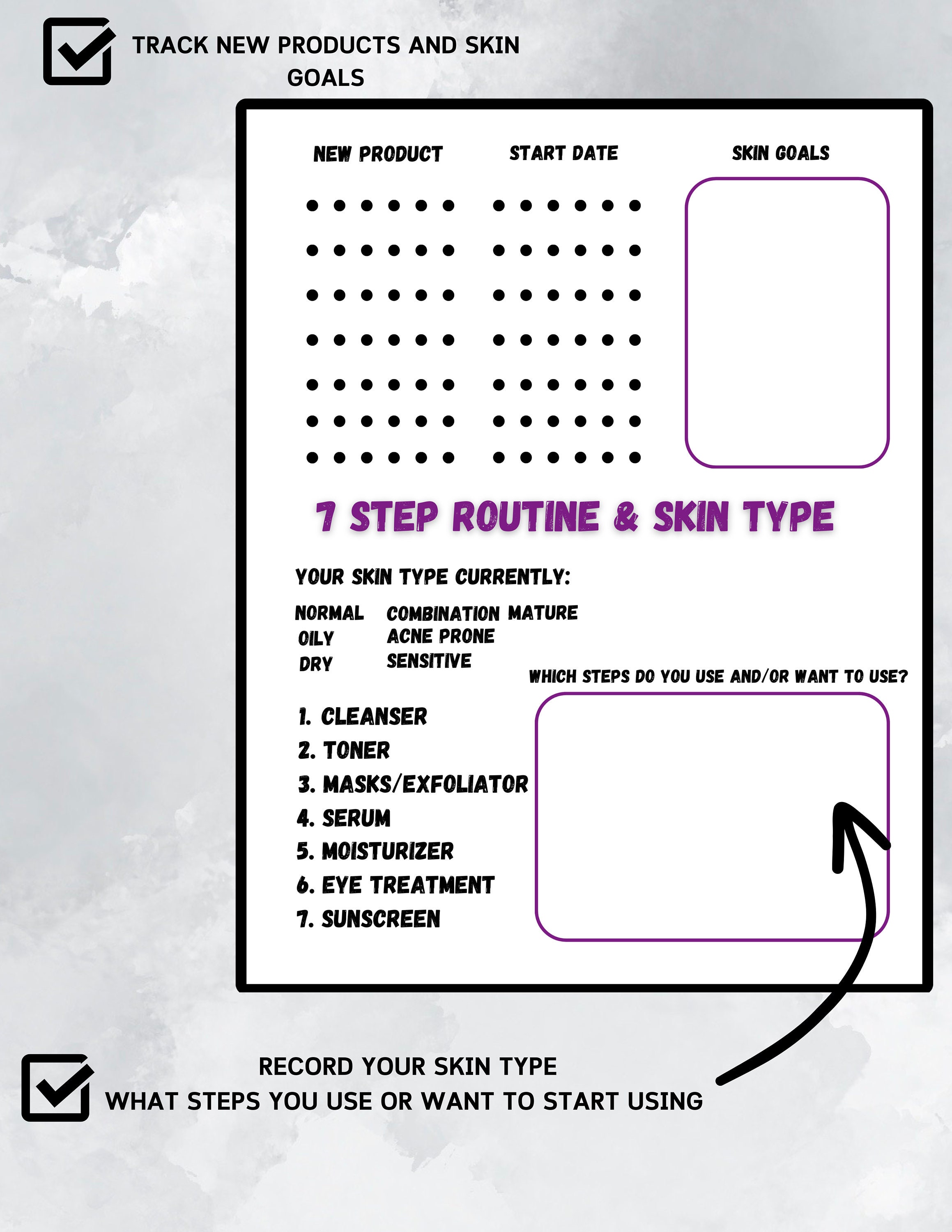 Skincare Routine Printable, 7 Steps of Skincare, Skincare Planner, Glow ...