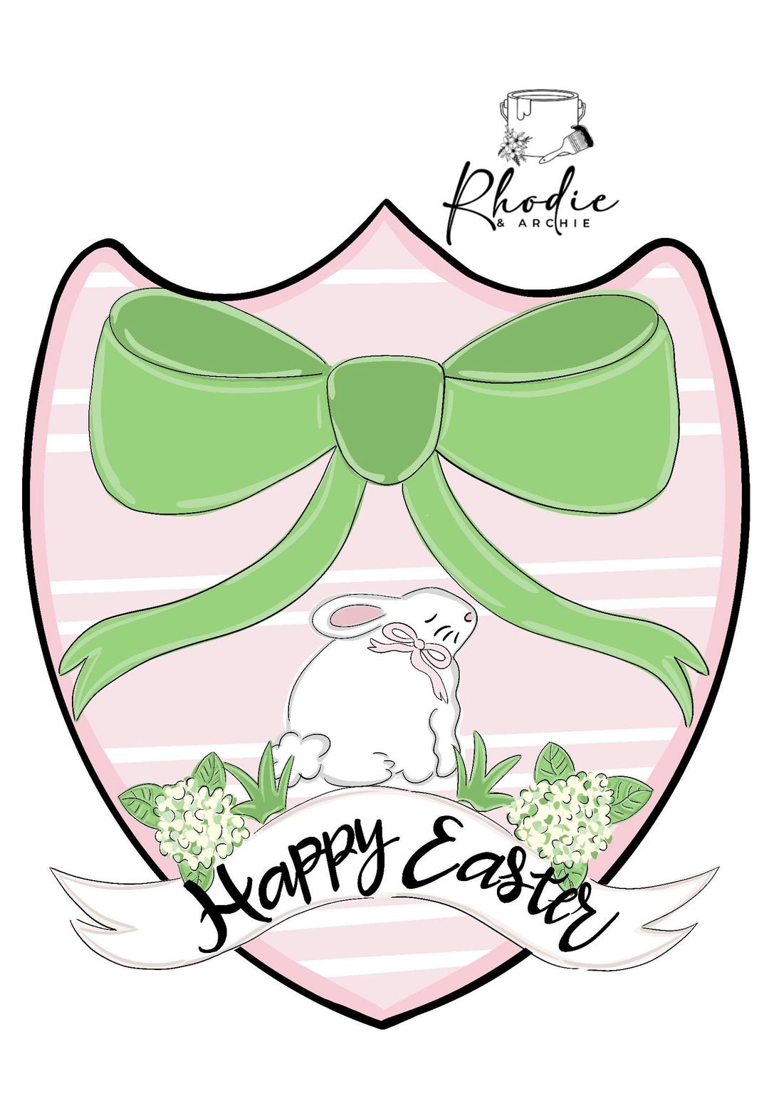 Easter Bunny Crest Template: Grandmillennial DIY (PDF & JPEG) - Etsy