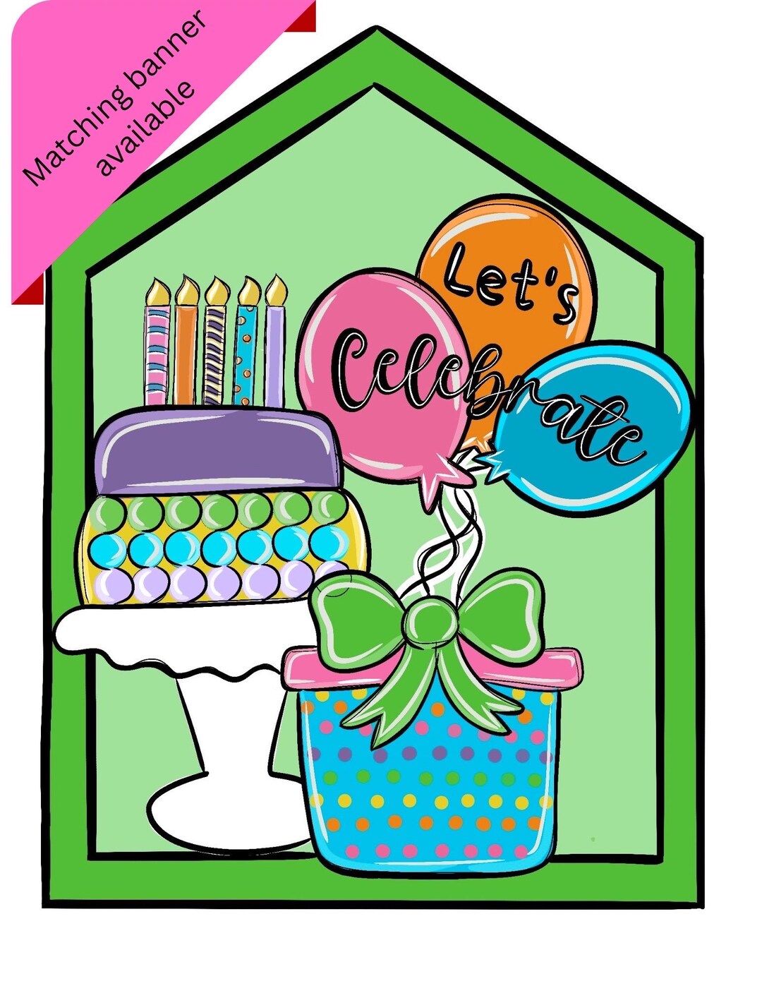Template Birthday Celebration Door Hanger DIY TEMPLATE - Etsy