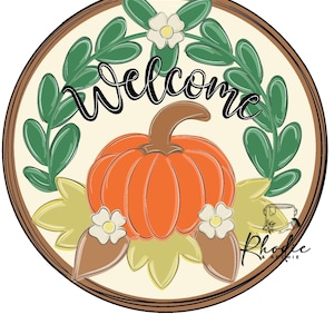 TEMPLATE Fall Pumpkin Welcome Door Hanger DIY TEMPLATE - Etsy