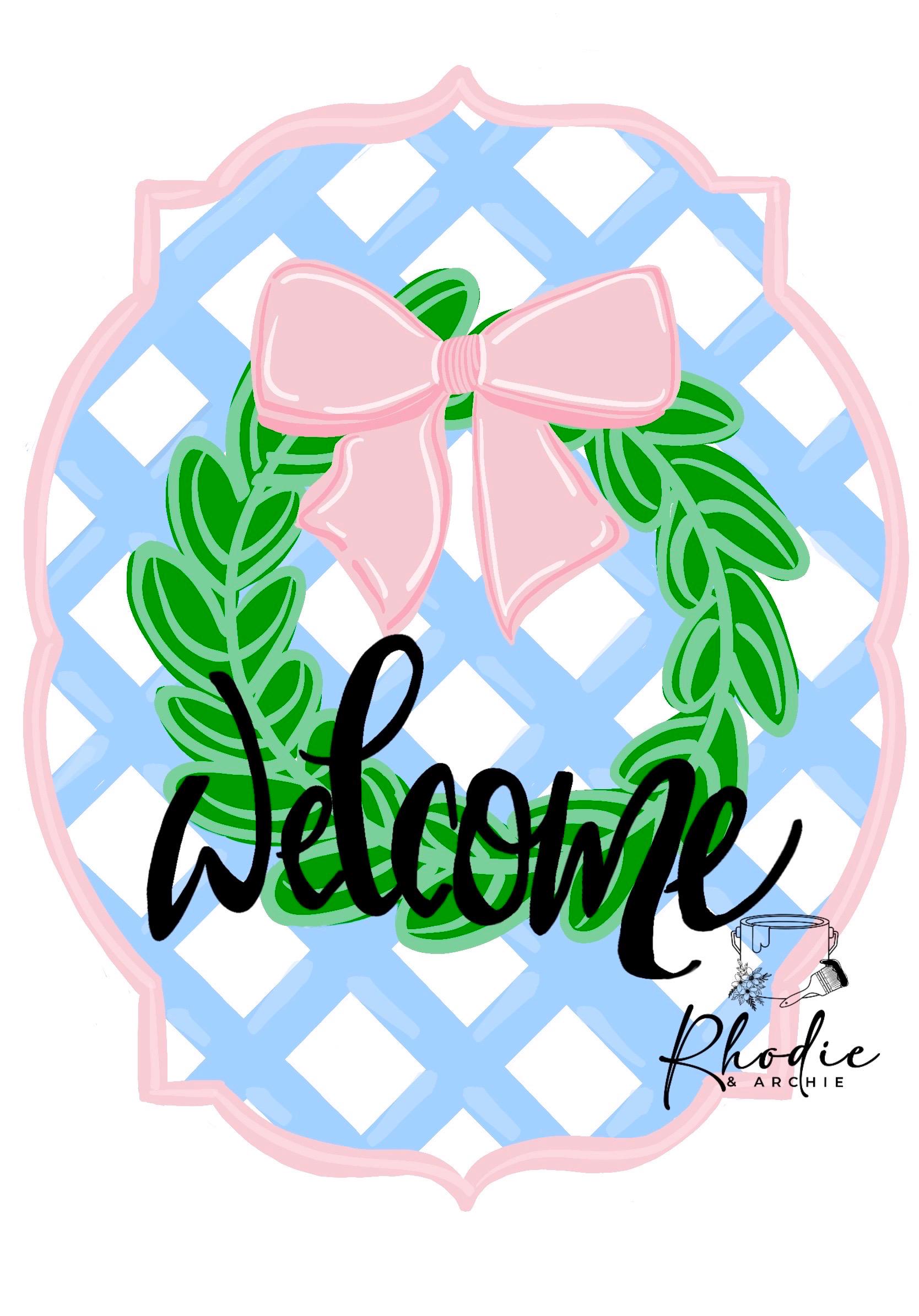 Spring Preppy Grandmillennial Wreath Door Hanger Template - Etsy