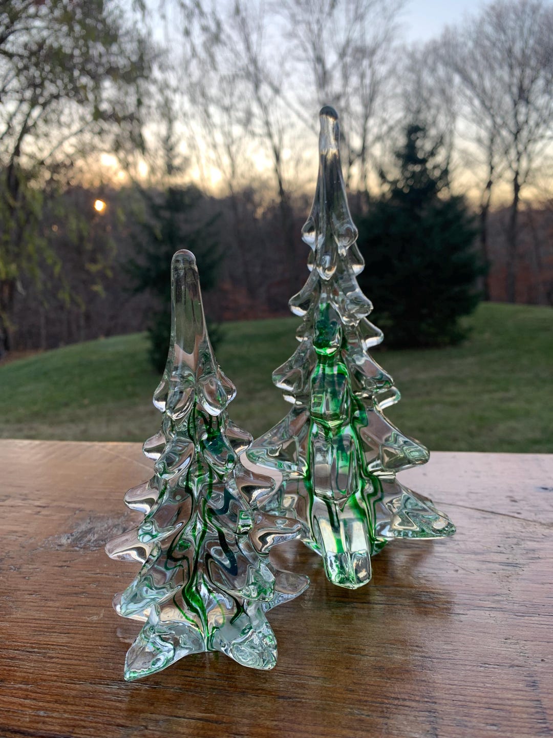Beautiful Rare Green Swirl Glass Holiday Trees - Etsy