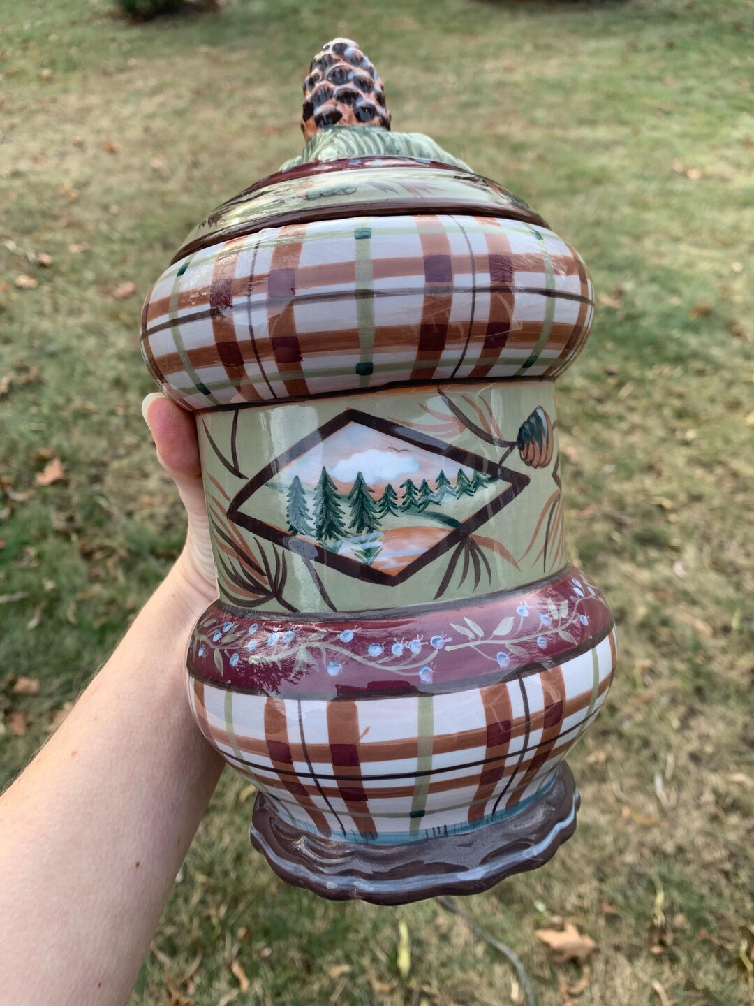 Zrike DANNA CULLEN Vintage CABIN Canister Ceramic 9” Rustic Acorns Forest - Etsy