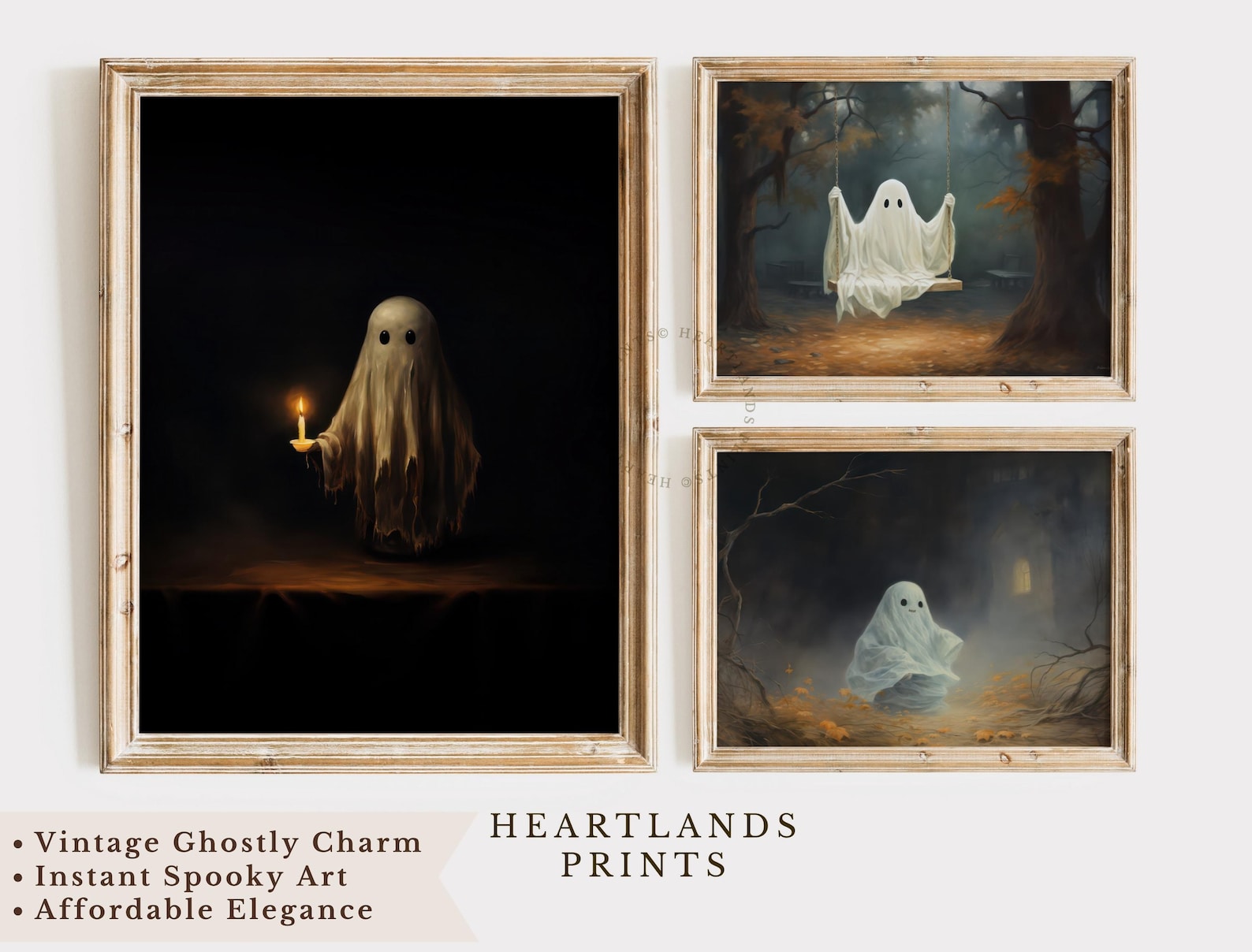 Ghost Gallery Wall Set of 10 Spooky Ghost Paintings, Halloween Ghost ...