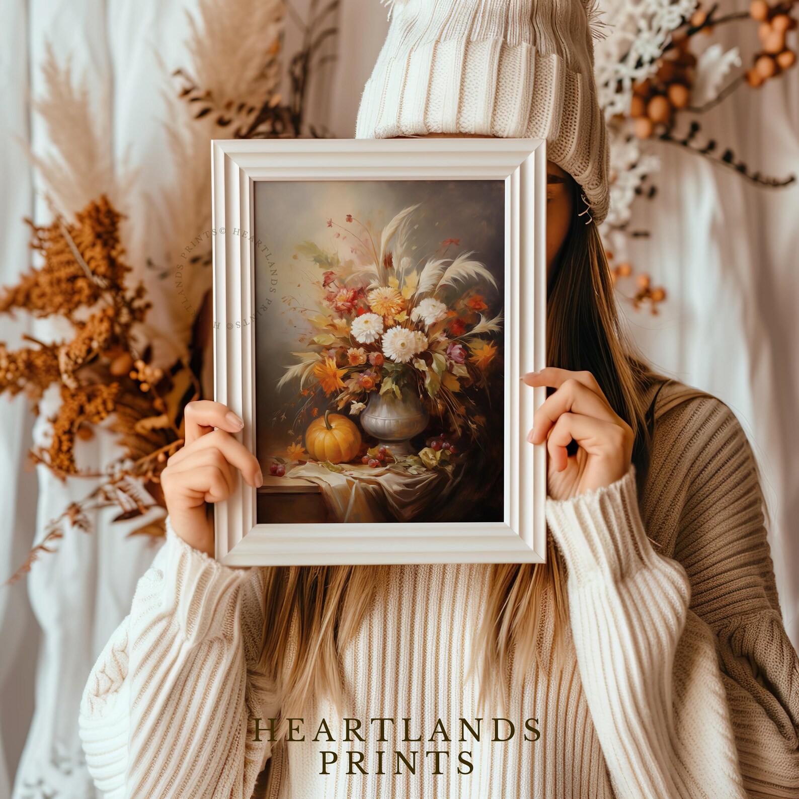 Fall Harvest Wall Art Printable Still Life Vintage Oil Painting: Autumn ...