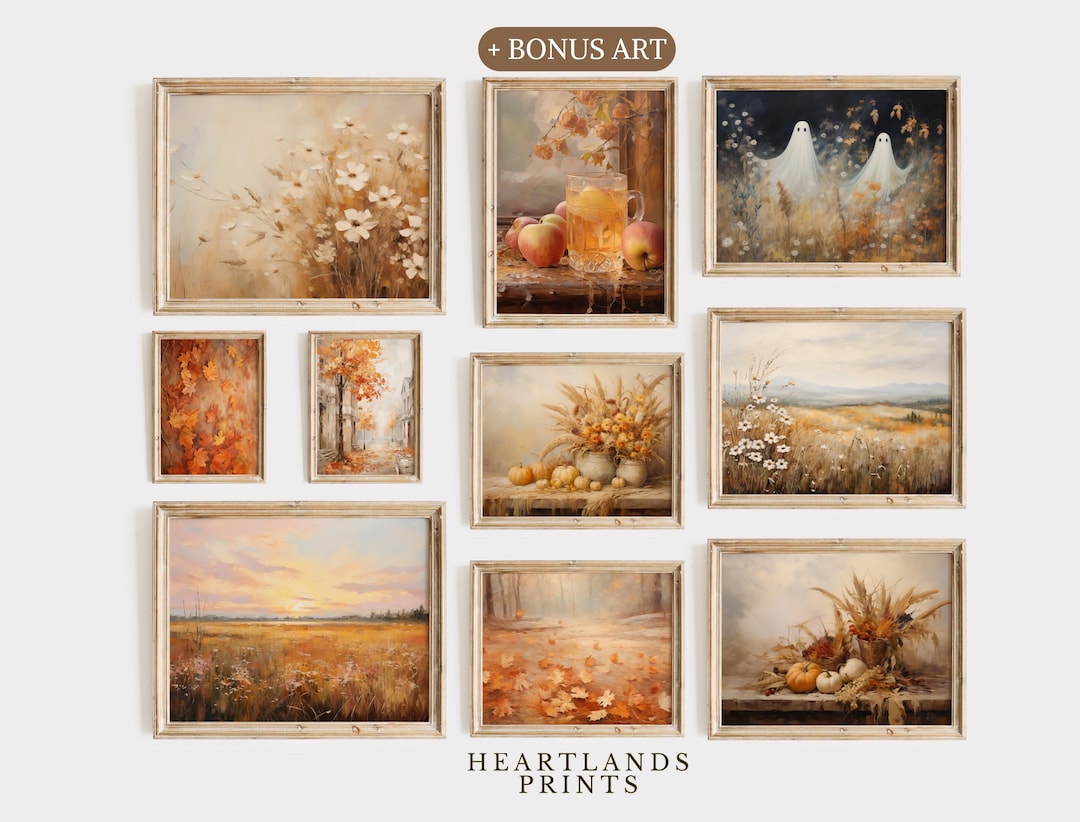 Fall Frame Art Set of Autumn Landscape Paintings for Fall Home Decor ...