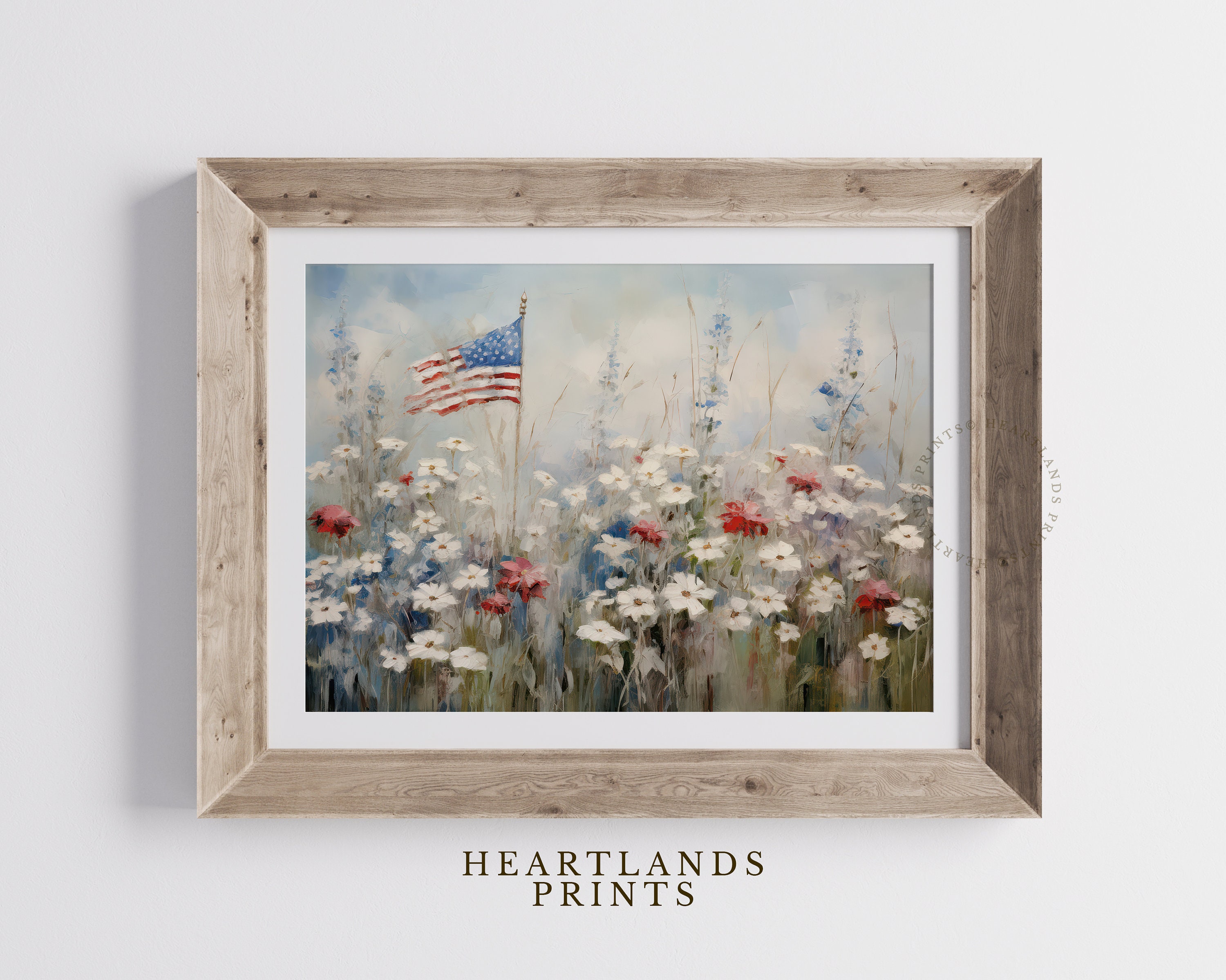 Patriotic American Flag 4th of July Flower Wall Art Printable Garden ...