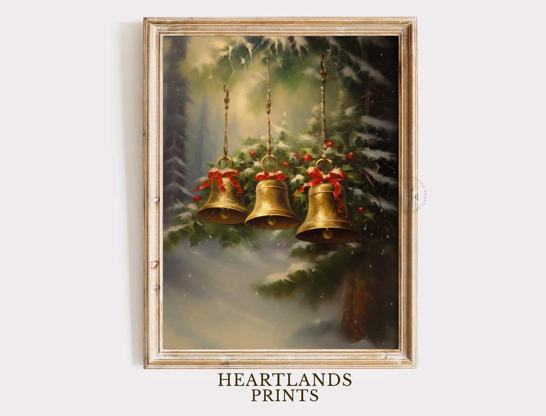 Vintage Jingle Bells Christmas Art Printable Wall Art, Jingle Bells ...