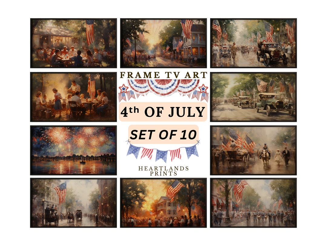 4th of July Frame TV Summer Art Set of Patriotic Art American TV Art ...