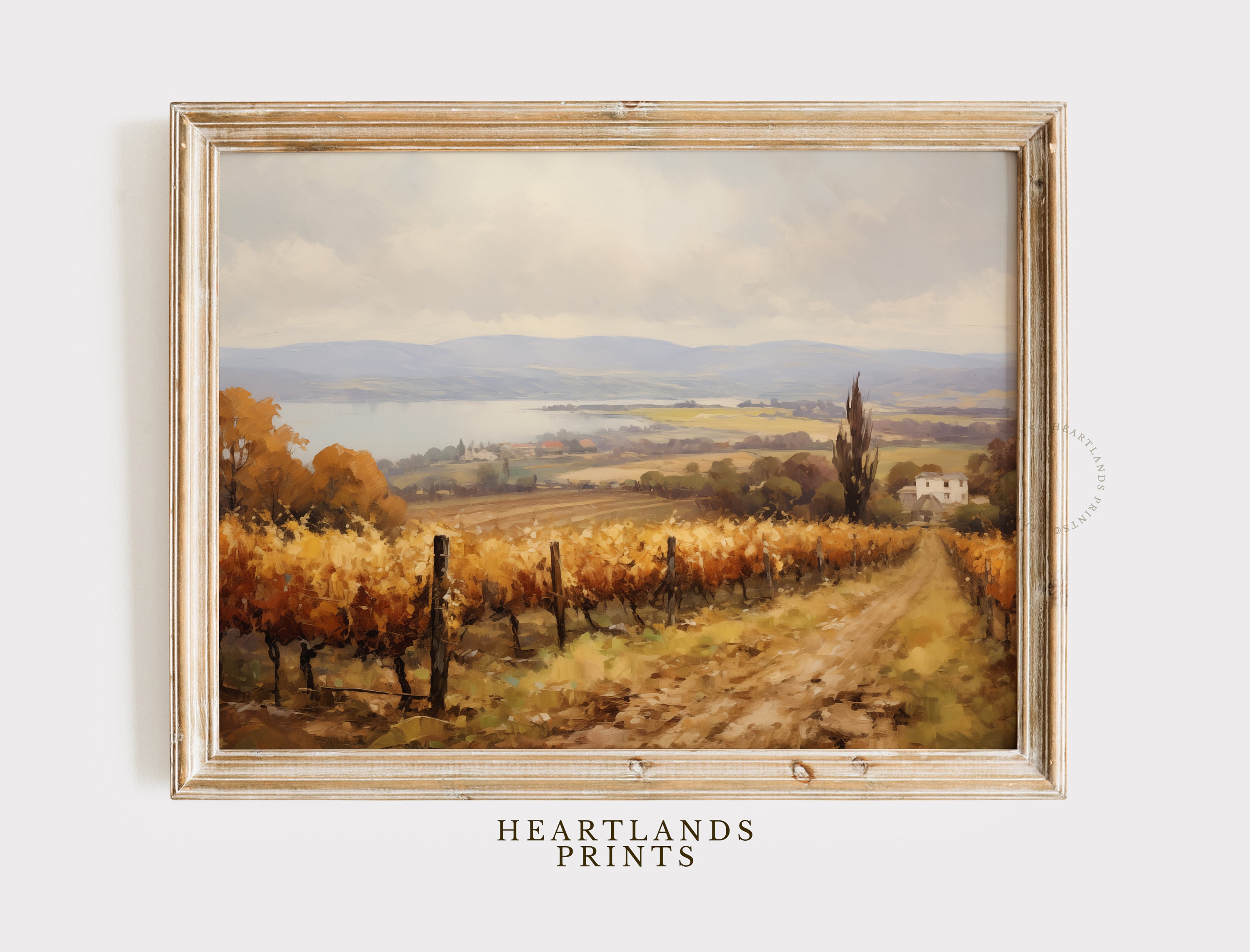Printable Autumn Vineyard Art, Fall Vineyard Wall Art Painting of a ...