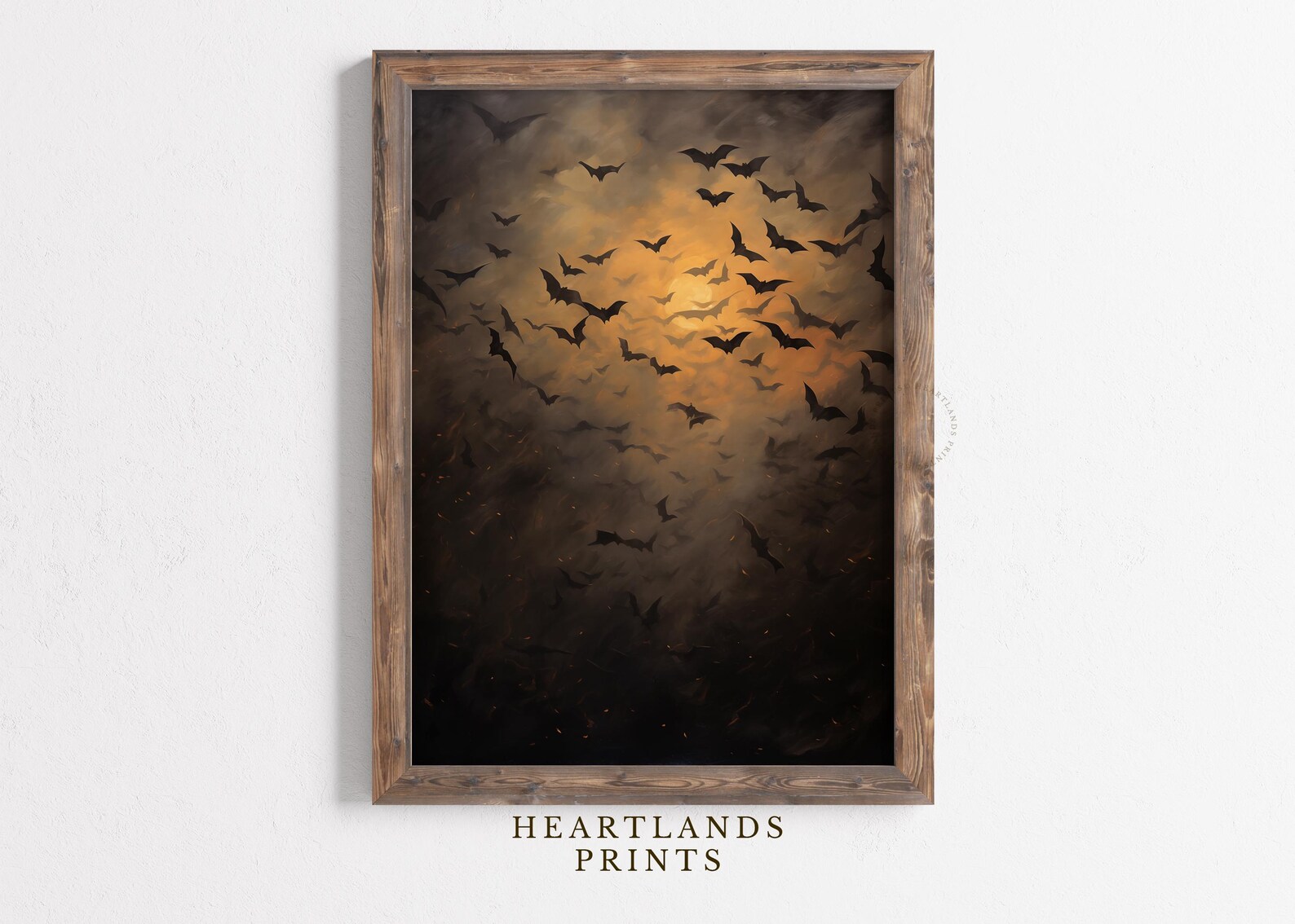 Printable Halloween Wall Art Bats Artwork: Flying Portrait Painting of ...