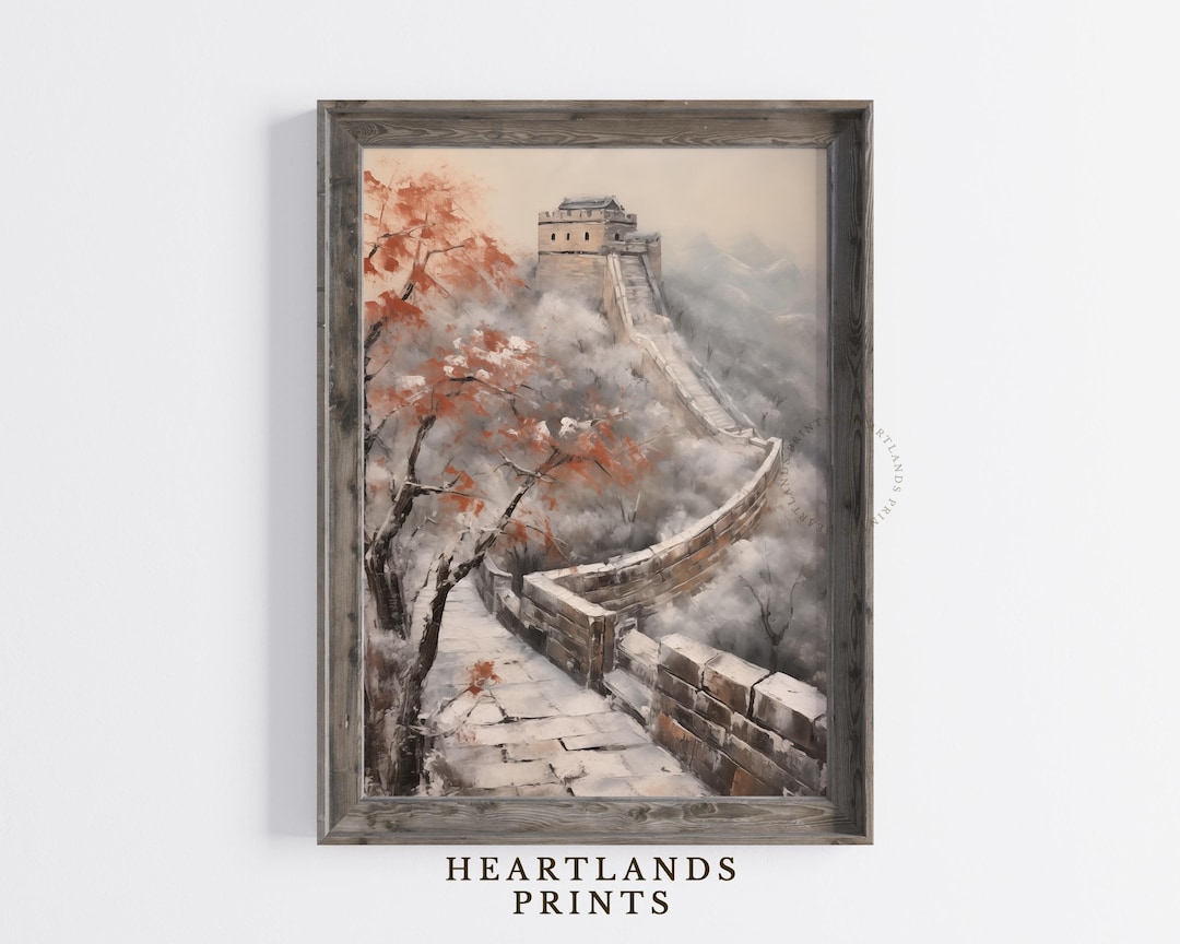 Great Wall of China Art Print, Winter Printable Wall Art or Fall ...