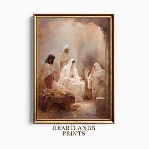 Printable Christian Nativity Art, Christmas Nativity Jesus Wall Art ...