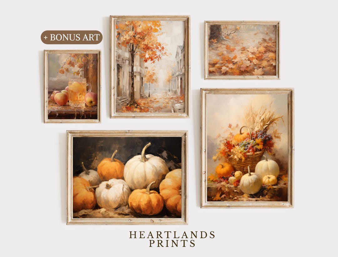 Fall Frame Art Set of Autumn Landscape Paintings, Printable Fall ...