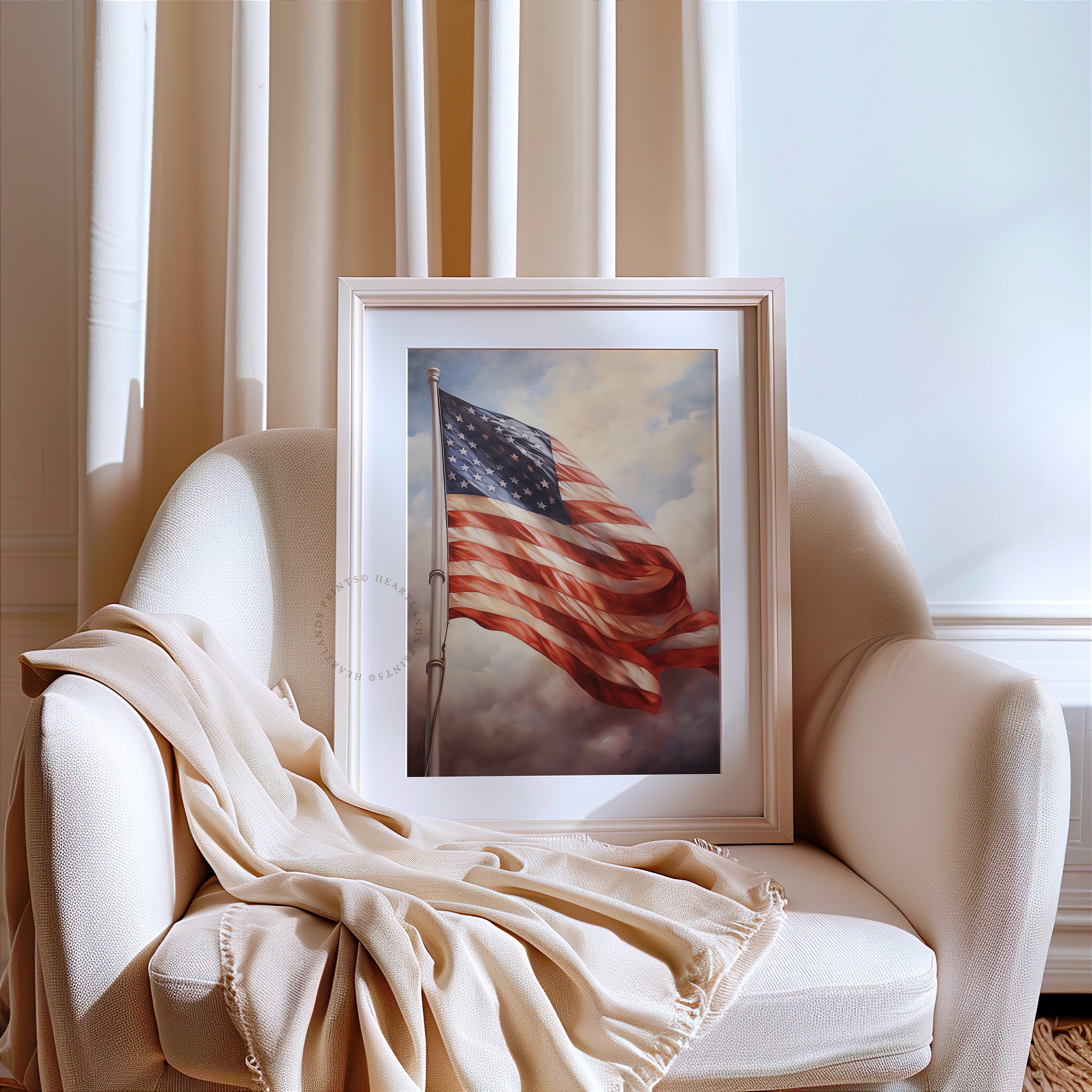 Printable American Flag Poster Print Artwork, Patriotic Americana Flag ...