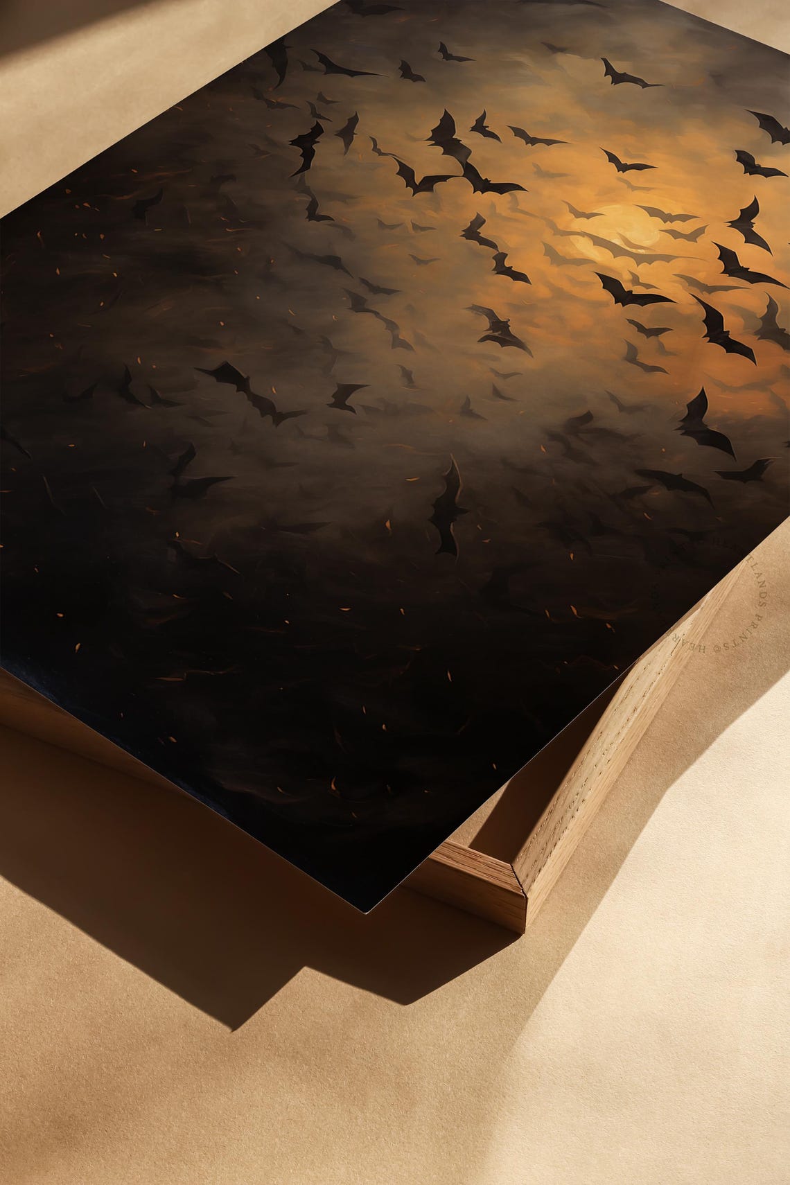 Printable Halloween Wall Art Bats Artwork: Flying Portrait Painting of ...