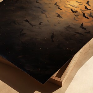 Printable Halloween Wall Art Bats Artwork: Flying Portrait Painting of ...