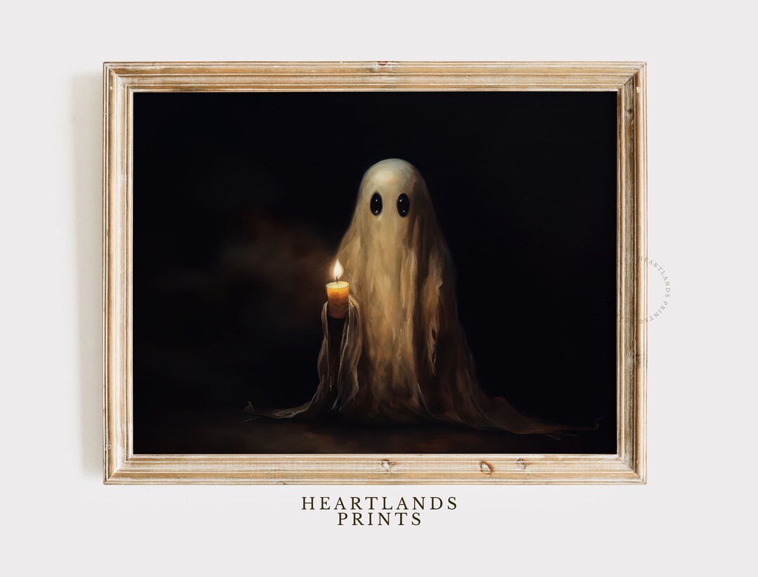 Ghost Artwork Painting of Spooky Cute Ghost, Haunted Halloween Ghost ...