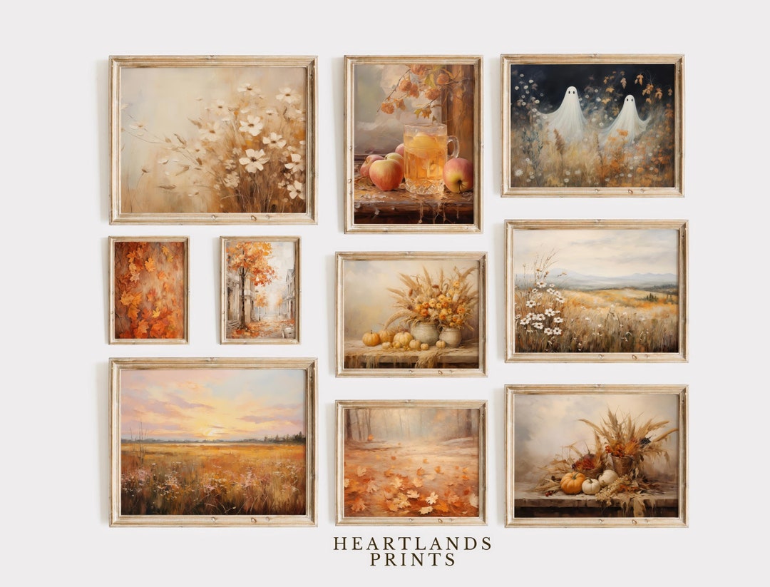 Fall Frame Art Set of Autumn Landscape Paintings for Fall Home Decor ...