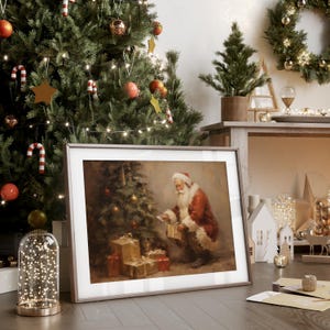 Santa Leaving Presents Print, Christmas Printable Wall Art, Winter Wall ...