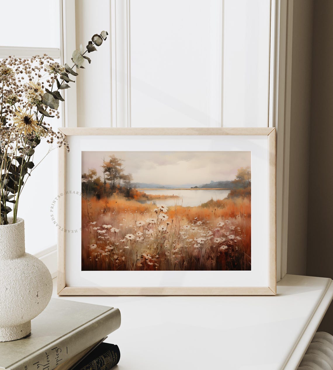 Printable Fall Wildflower Field Wall Art, Vintage Autumn Meadow ...