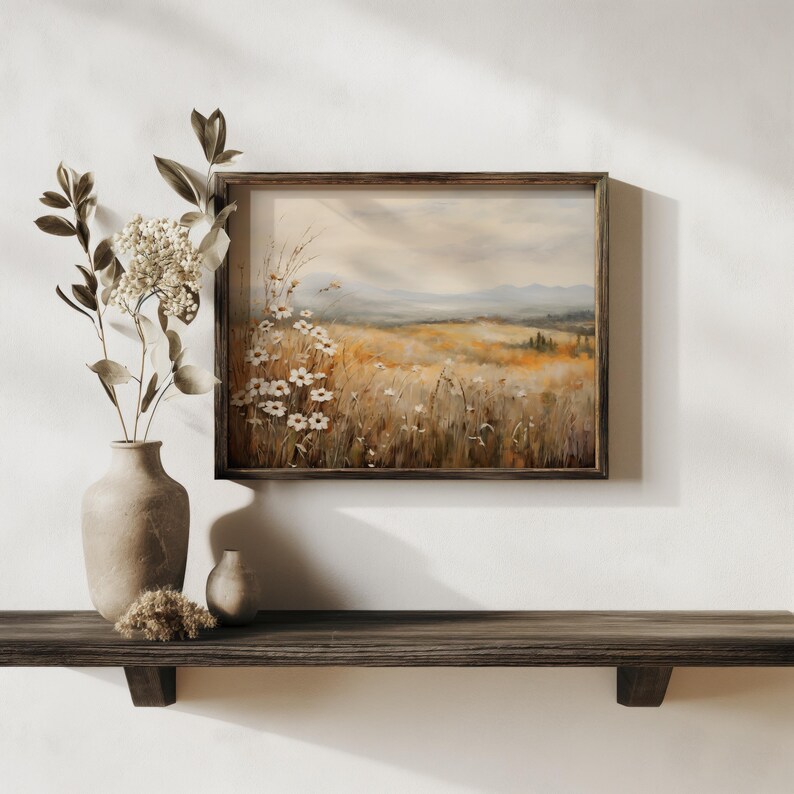 Fall Printable Wildflower Field Wall Art, Vintage Autumn Meadow ...