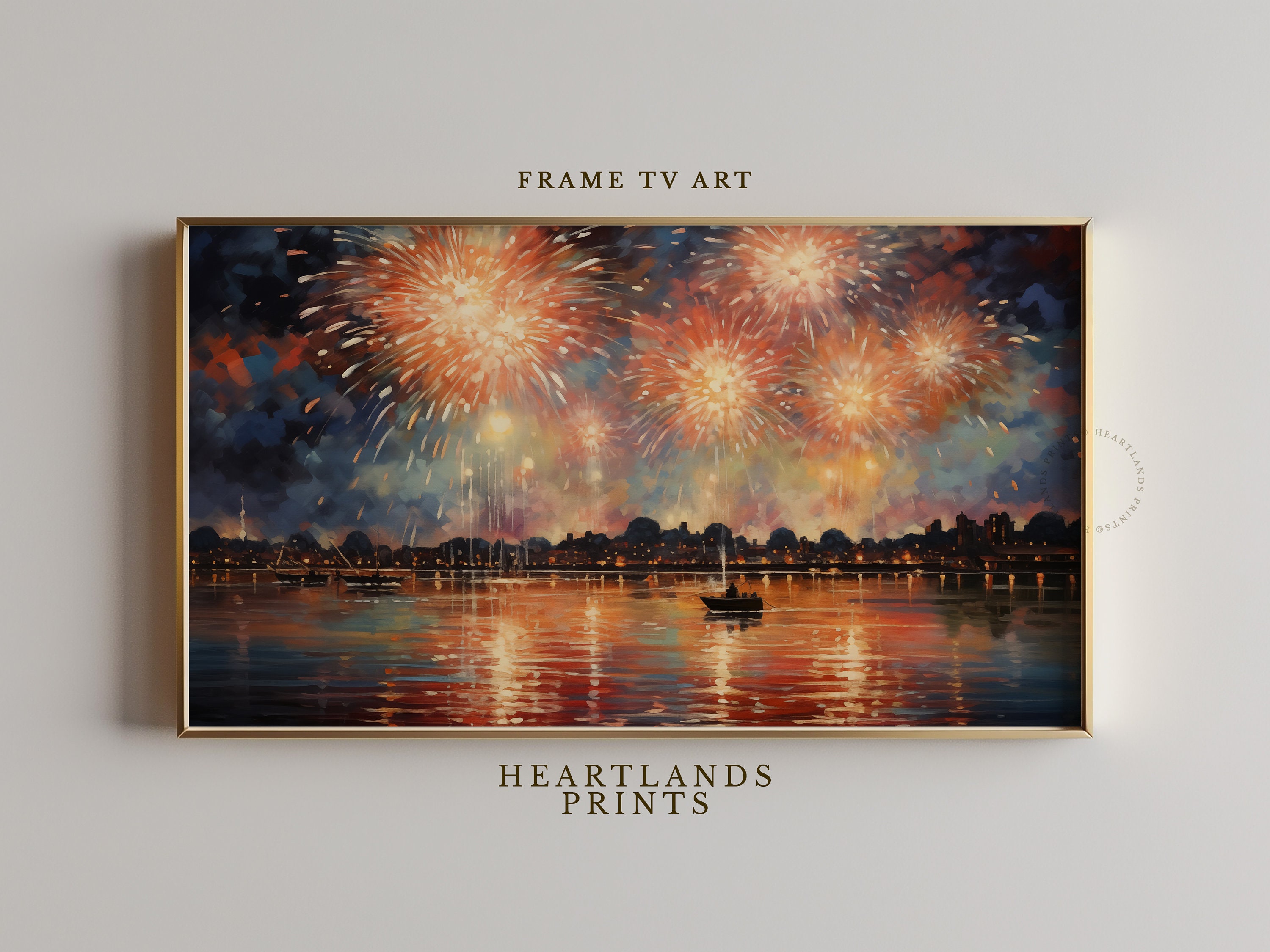 Fireworks Frame TV Summer 4th of July TV Art, Americana Patriotic Decor ...