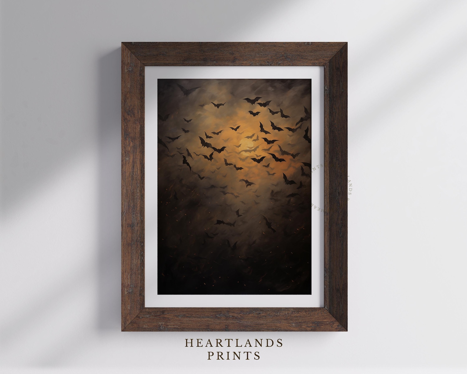 Printable Halloween Wall Art Bats Artwork: Flying Portrait Painting of ...