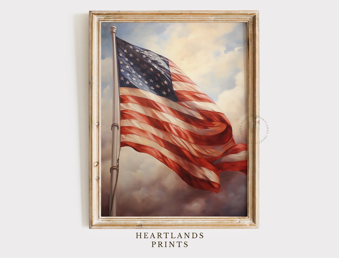 Printable American Flag Poster Print Artwork, Patriotic Americana Flag ...