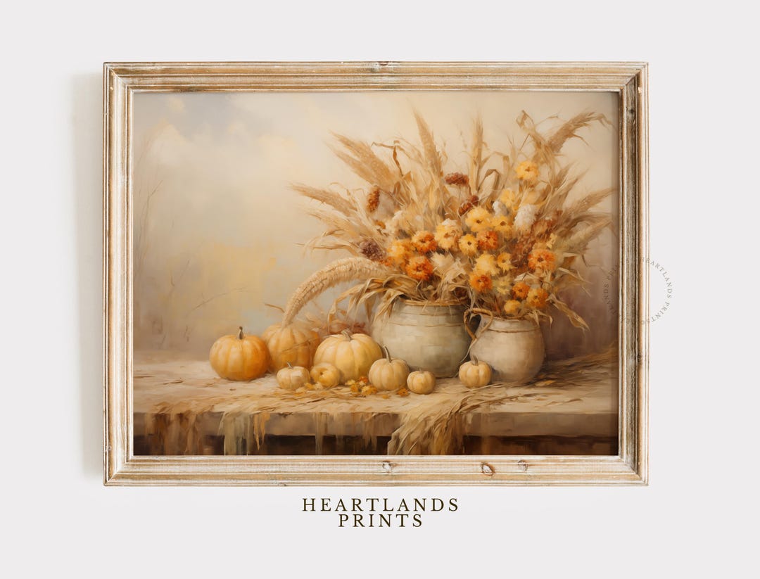 Printable Fall Harvest Artwork, Vintage Style Oil Painting: Autumn ...