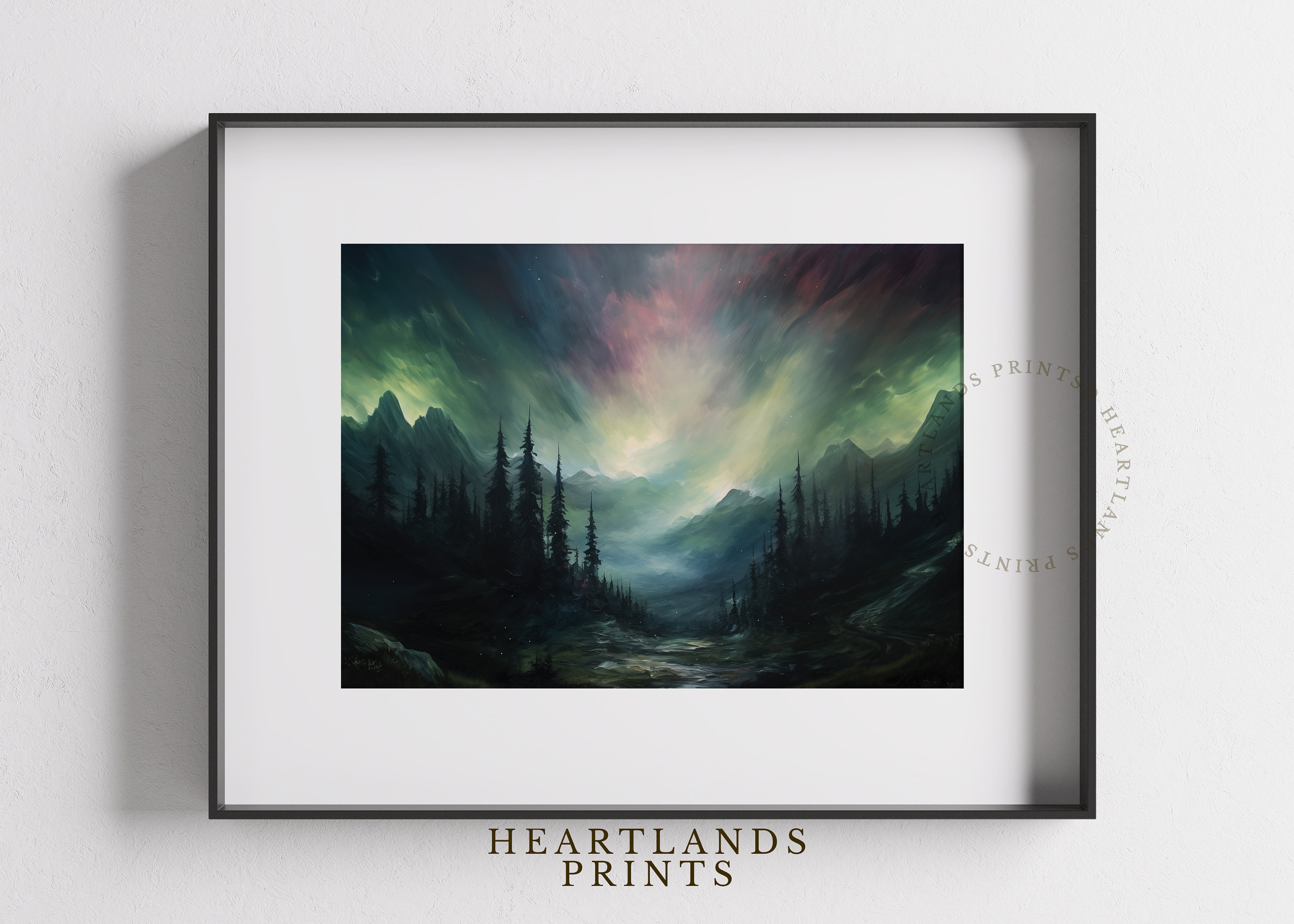 Northern Lights Wall Art Printable Aurora Borealis Digital Art Print ...