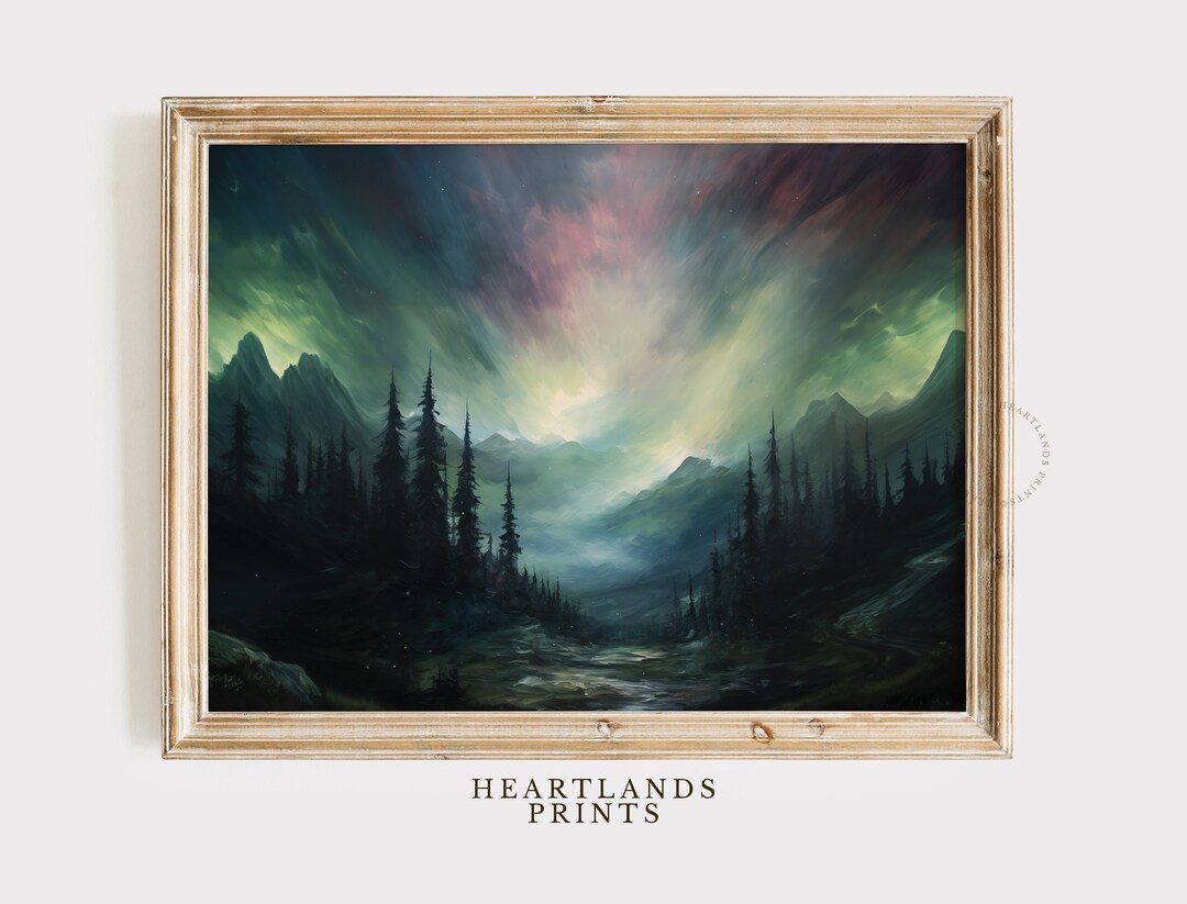 Northern Lights Wall Art Printable Aurora Borealis Digital Art Print ...