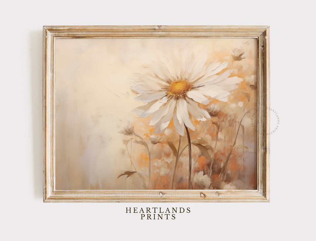 Autumn Flower Fall Artwork Oil Painting Vintage Neutral Color Palette ...