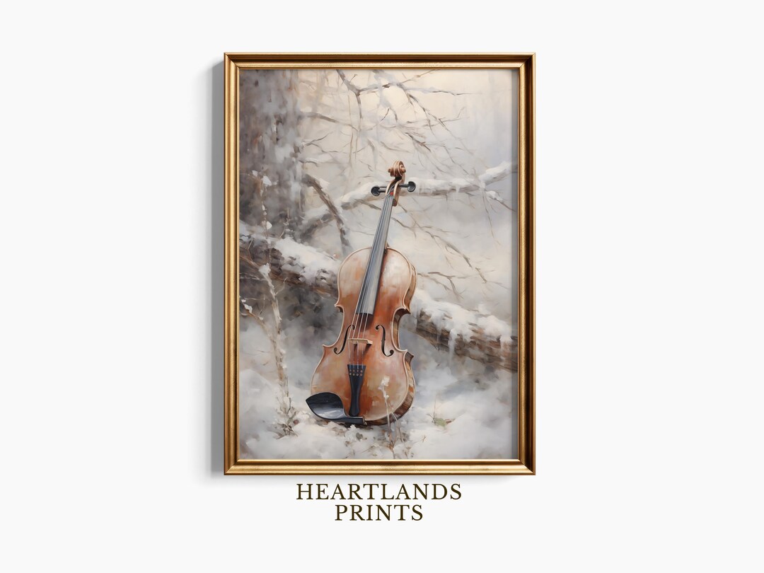 Violin Christmas Print, Christmas Printable Wall Art, Christmas Winter ...