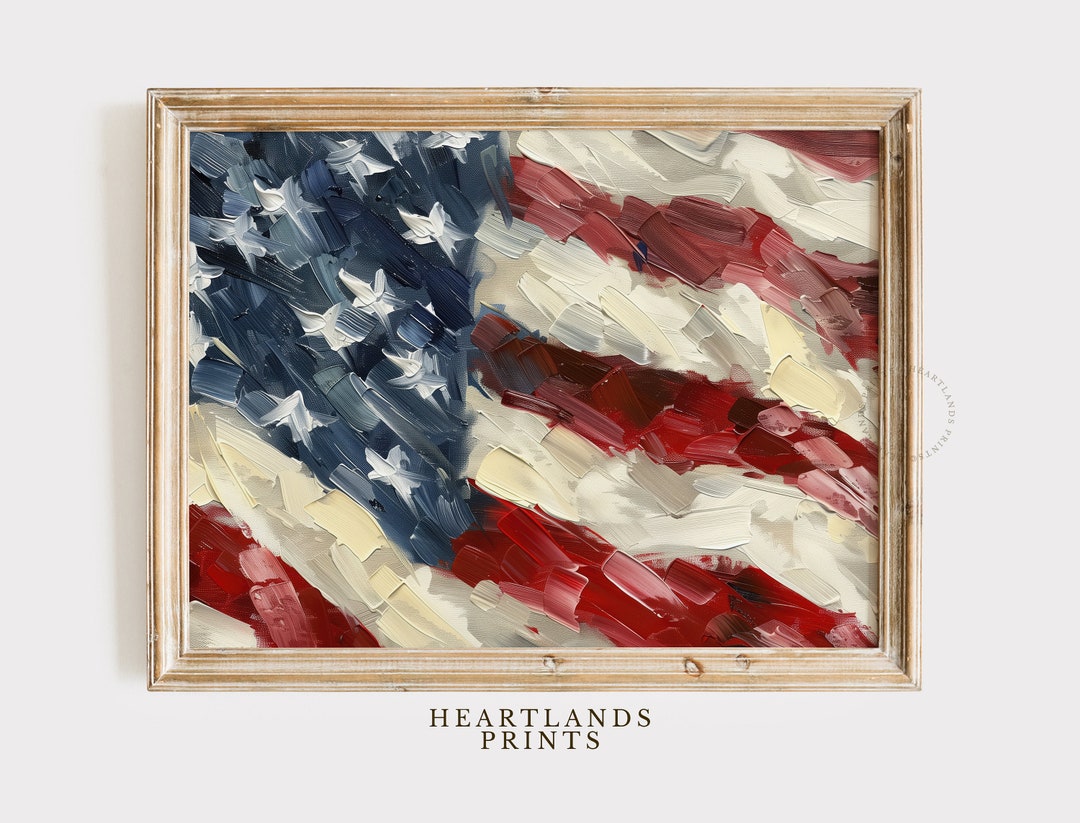 Printable American Flag Poster Print Artwork, Patriotic Painting ...